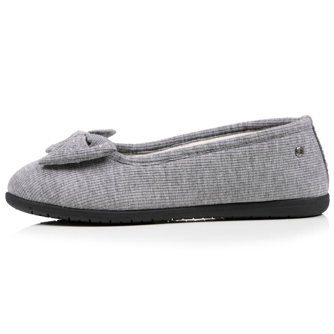 Chaussons ballerines Femme Gris nœud irisé - Isotoner