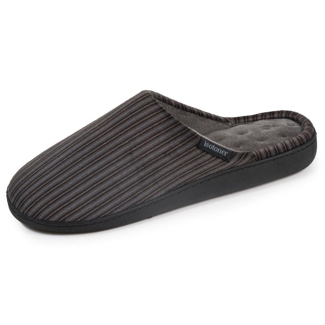 Chaussons mules Homme Rayures gris/bleu semelle confort - Isotoner