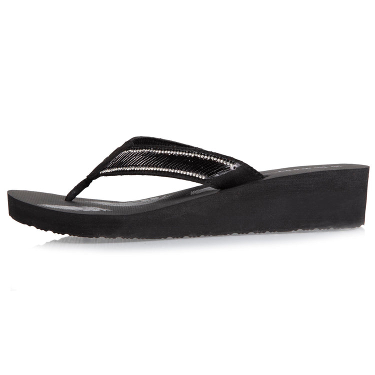 Tongs Femme perles talon Noir - Isotoner