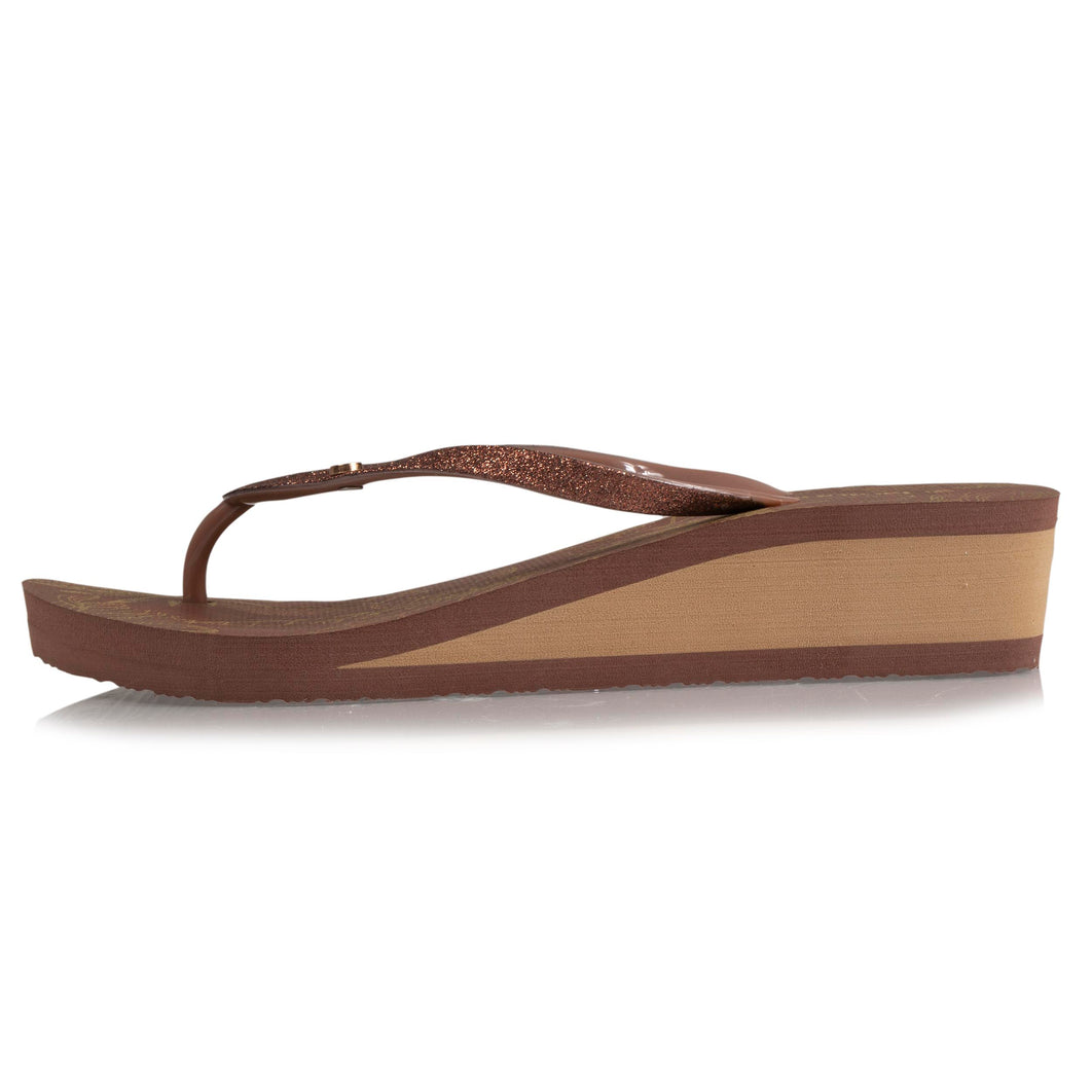 Tongs Femme imprimé floral talon marron - Isotoner